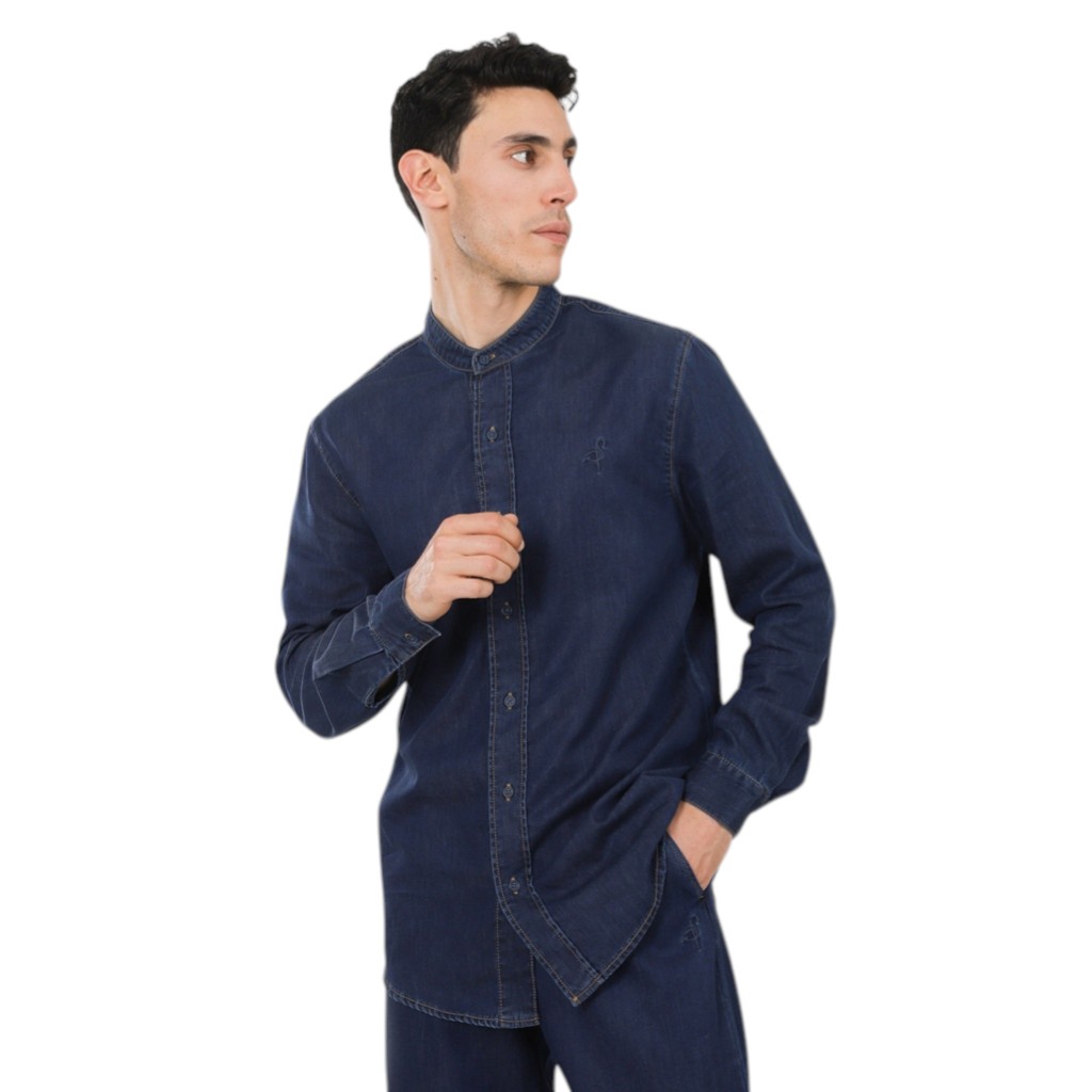 Chemise col tunisien homme en jeans - TAMIM | Kontakt